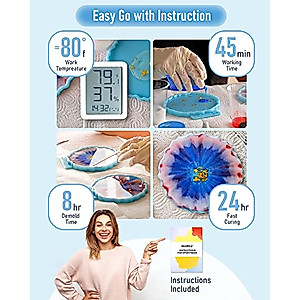 Nicpro 16 Ounce Crystal Clear Epoxy Resin Kit, DIY Starter Epoxy Resin Supplies with 4 Measuring Cups, 2 Silicone Sticks, Gloves, Spreader for Art Craft Casting & Coasting, Molds, Jewelry Making