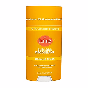 Lume Solid Deodorant Stick - Whole Body Deodorant - Aluminum-Free, Baking Soda-Free, Hypoallergenic, Safe For Sensitive Skin - 2.6 Ounce Solid Stick (Coconut Crush)
