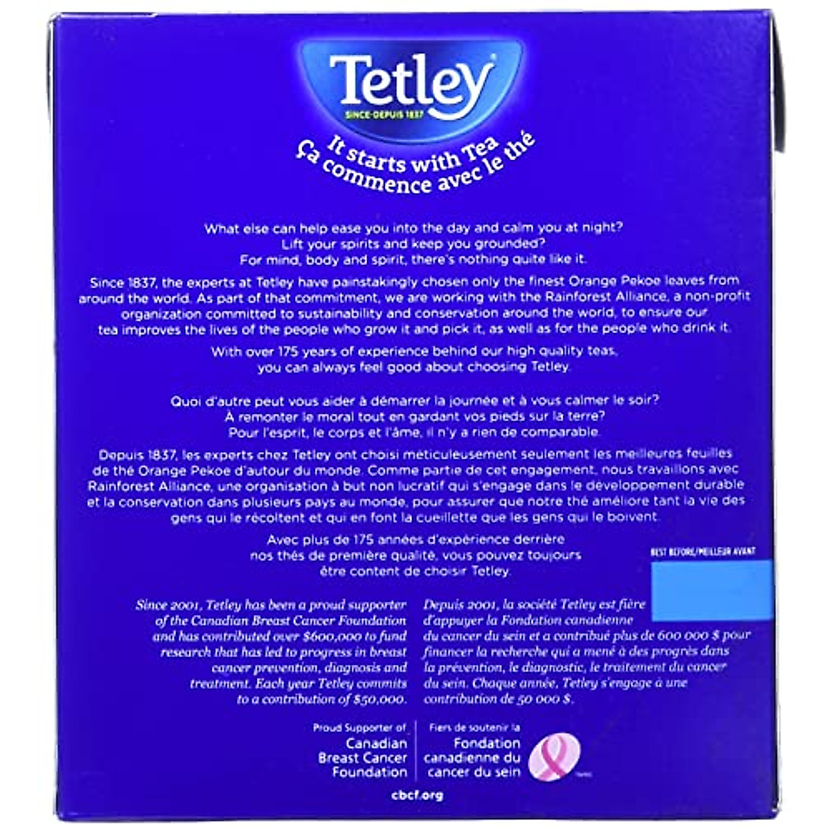 Tetley Orange Pekoe Tea, 144 Count Tea Bags, 454g/1lb, (Imported from Canada}