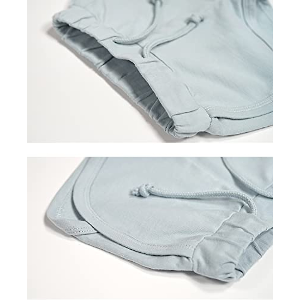 Teach Leanbh Baby Boys Girls 3 Pack Athletic Shorts Cotton Soild Color with Drawstring (6-12 Months, Yellow/Powder Blue/Grey)