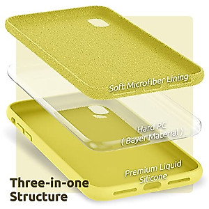 SURPHY Silicone Case Compatible with iPhone XR Case, Soft Liquid Silicone Shockproof Phone Case (with Microfiber Lining) Compatible with iPhone XR (2018) 6.1 inches (Yellow)