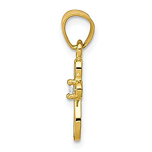 Avariah Solid 10k Yellow Gold Small CZ Cross Pendant - 20mm