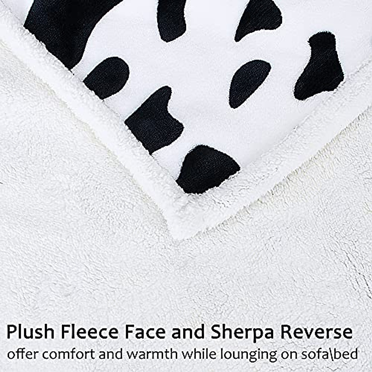 Solaris Cow Print Sherpa Fleece Blanket, Super Soft Warm Cozy Flannel Reversible Throw Blanket for Couch Sofa Bed, 50" x 60"