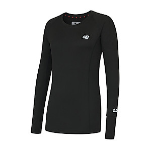 New Balance Women's 2.0 Soft Long Sleeve Base Layer Top with Thumbhole, Black, Large