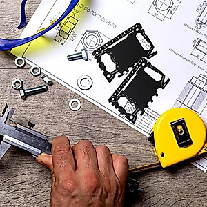 6 Pcs Credit Card Wallet Size Multitool 46 in 1 Multi Purpose Survival Pocket Tool Multipurpose Tool Card for Christmas Men Gift, 3.15 x 2.05 Inch (Black)