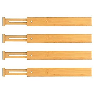 Midoriwood Adjustable Bamboo Drawer Dividers, 16.8-21.8 inches Expandable Kitchen Drawer Organizer for Large Utensils, Drawer Separators Organizationw