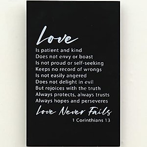 1 Corinthians 13 4-8 Scripture Wall Art 14x9 Wood Sign. Love is Patient Love is Kind Love Never Fails Bible Verse Wall Decor. Christian Modern Farmhouse Religious Home Decor Plaque for Living Room.