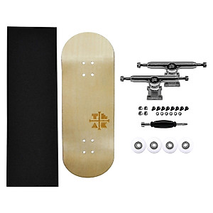 Teak Tuning 34mm Pro Fingerboard Complete - Fully Assembled with Pro Level Components - Pro Shaped Wooden Deck (34x97mm), UltraSpin Bearing Wheels, Prodigy Gen2 Trucks - Silver Heels