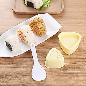 DIMVKA 2 Pack Onigiri Sushi Maker Mold Triangle Sushi Press (Large & Small), Non Stick Sushi Rice Making Kit with 1 Pack Small Rice Paddle