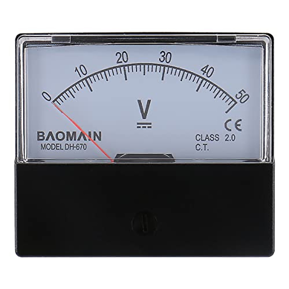 Baomain Voltmeter DH-670 DC 0-50V Rectangular Class 2.0 Analog Panel Volt Voltage Meter