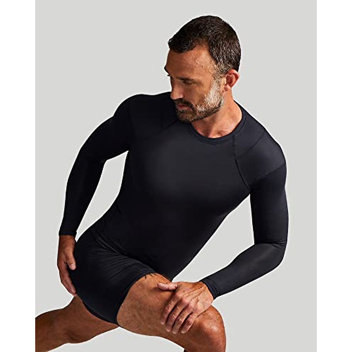 Tommie Copper Men's Pro-Grade Shoulder Support Shirt I UPF 50, Breathable, Long Sleeve Compression Shirt for Upper Body & Posture Support - Black - Medium