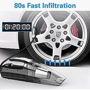 YSMJ Upgraded 12000pa Cordless Rechargeable 4-in-1 Car Vacuum Cleaner, Strong Suction Handheld Vacuum High Power Car Vacuum with LED Light, Rechargeable for Home, Pet Hair, Car Cleaning