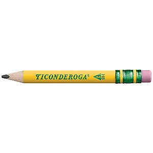 Ticonderoga My First Short Triangular Wood-Cased Pencils, 2 HB Soft, With Erasers, Yellow, 4 Count