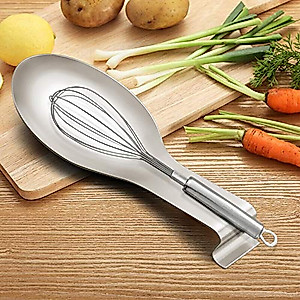 LIANYU Stainless Steel Spoon Rest, Spatula Ladle Holder, Heavy Duty, Dishwasher Safe