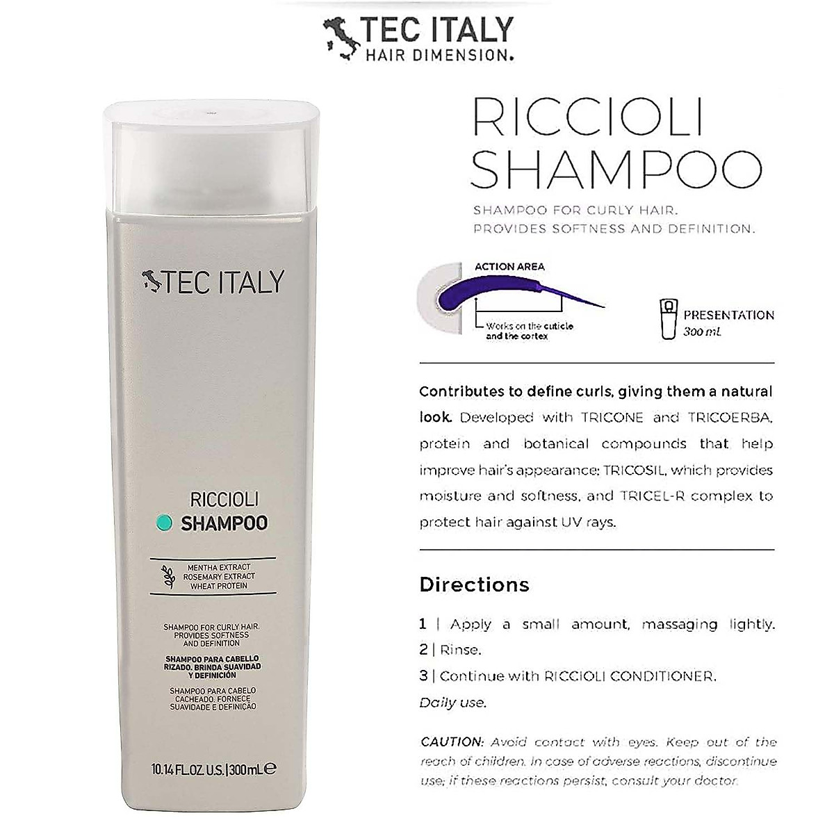 Tec Italy Hair Dimension Style Riccioli Shampoo 10.1 oz by Tec Italy