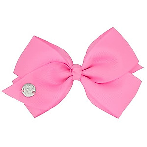 6pc 5" Large Hair Bows for Girls with Heart Emblem (D)