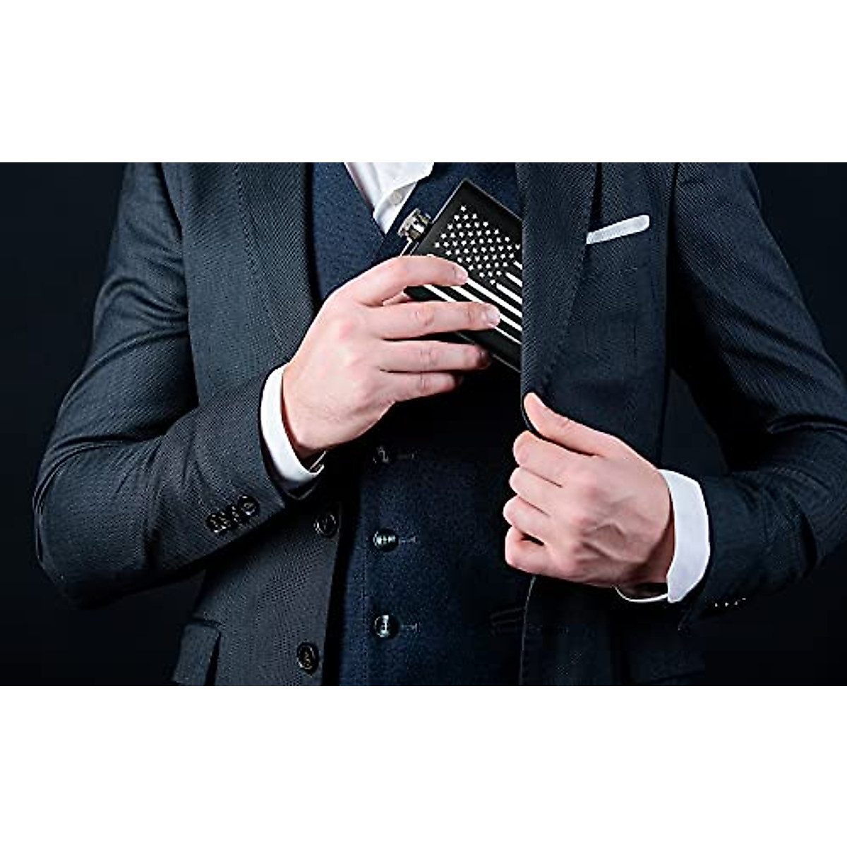 American Flag 8 oz Flask | Stainless Steel Hip Flask for Liquor – Matte Black, Great Gift Idea for Veterans