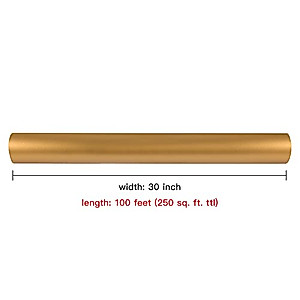 Packanewly Gold Matte Wrapping Paper with Cutline on Reverse - 30 inch x 100 Feet(250 sq. ft. ttl) Jumbo Roll for Gift Wrap, Shipping, Moving, Arts/Crafts, Table Cover | Bulk