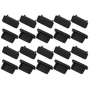 uxcell 20pcs USB Type C Anti Dust Plug, Rubber Dust Cover Cap Protector for Samsung Galaxy s23/s22/s21/s20, Pixel, Type C Android Charge Ports, Phone, Black