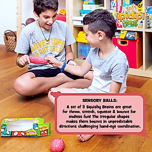 IPIDIPI TOYS Squishy Brain Fidget Splat Balls – Sticky Sensory Stress Relief Toys for Kids and Adults, Bulk Squishy Party Favors, Christmas Stocking Stuffers , Pack of 3