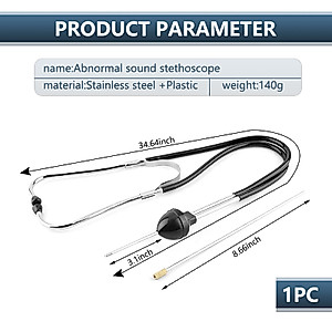 Nomocale 1 PC Car Engine Stethoscope, Vehicle Abnormal Noise Diagnostic Device, Metal Waterproof and Durable Automotive Mechanical Cylinder Auscultation Tool, Universal for Most Cars (Black & Silver)
