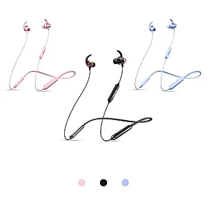 Tecno Wireless Bluetooth Headphones with Microphone, 38H Playtime Neckband Wireless Headphones, (B1-Black+Bule+Pink)