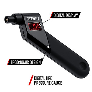 Accutire MS-4021B Digital Tire Pressure Gauge with 4 Valve Caps, 5-150psi (psi, bar, kPa, kg/cm2)