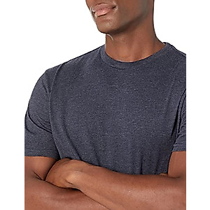 Amazon Essentials Men's Regular-Fit Short-Sleeve Crewneck T-Shirt, Pack of 2, Black/Navy Heather, Medium