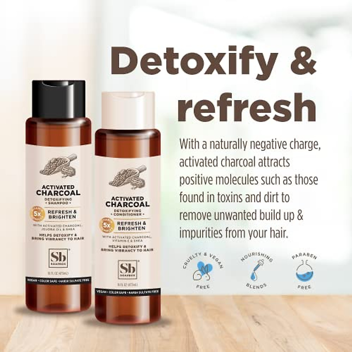 Soapbox Soap Shampoo, Vegan & Cruelty Free Hydrating Shampoo with Activated Charcoal, Color Safe, Paraben and Sulfate Free All Natural Hair Cleanser - Pack of 3,16 oz Bottles