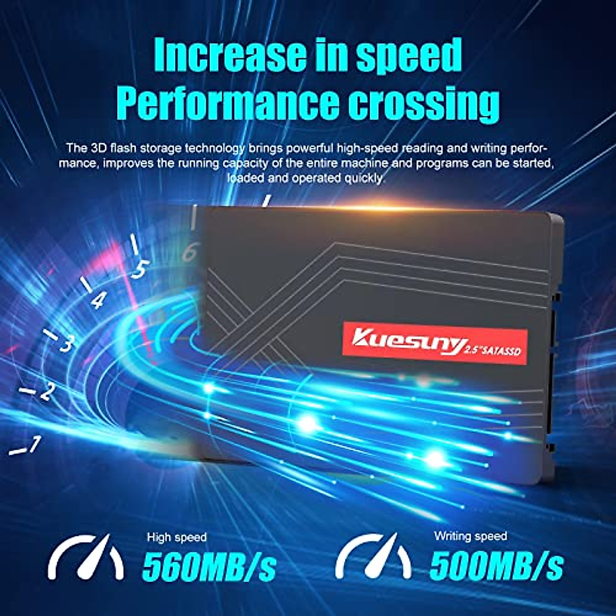 Kuesuny 2TB SATA 2.5" SSD Shark Internal Solid State Drive High Performance Hard Drive for Desktop Laptop SATA III Includes SSD(2TB, SATA 2.5inch)