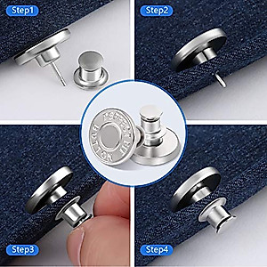 12 Sets Jean Buttons Pins for Jeans, No Sew Jean Buttons for Loose Jeans Pants Button Tightener, Ceryvop Adjustable Buttons for Jeans Too Big Snap Tack Jeans Button Replacement