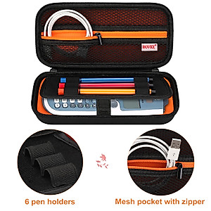 BOVKE Hard PU Graphing Calculator Carrying Case for TTexas Instruments TI-30XS Multiview/TI-34 Multiview/TI-36X Pro Scientific Calculator, Extra Pocket for USB Cables Pens Other Items, Black