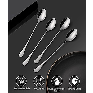 Lovingly Yours 7.5-Inch Long Handle Ice Tea Spoons, Ice Cream Spoons, Coffee Spoons, Long Spoons for Stirring, Stainless Steel Spoons for Dessert, Sundae, Shakes