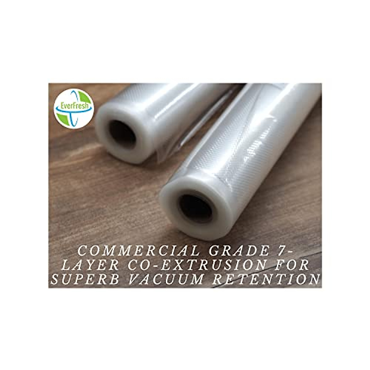 EverFresh 4 x 11" x 25' (Total 100 feet) Vacuum Sealer Rolls-Vacuum Sealer Bags-Vacuum Sealer Machine-Food Sealer Bag-Rolls Compatible with FoodSaver Machines-Sous Vide Bags-Freezer Bags-4 Pack-BPA Free Food Bags-15% thicker embossing than leading supplie