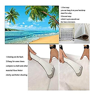 Summer Tropical Hawaii Palm Tree Or Beach Photography Backdrops 7X5FT Blue Sea Sky Sunshine Luau Party Photo Background Wedding Bride Shower Baby Birthday Party Banner Supplies Props Vinyl