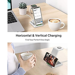 Wireless Charging Station for Apple - 3 in 1 Wireless Charger Stand Dock Watch and Phone Charger Station for Apple Watch 8/7/SE/6/5/4/3/2, iPhone 14 13 12 Pro Max SE XS XR X, Samsung, AirPods Pro/3/2