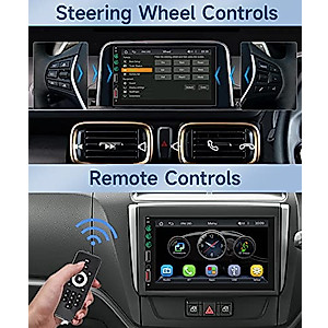 Double Din Car Stereo Car Radio Apple Carplay, Rimoody 7 Inch Touch Screen Car Radio with Bluetooth FM Radio Mirror Link TF/USB/AUX Input SWC Car Multimedia Player + Backup Camera