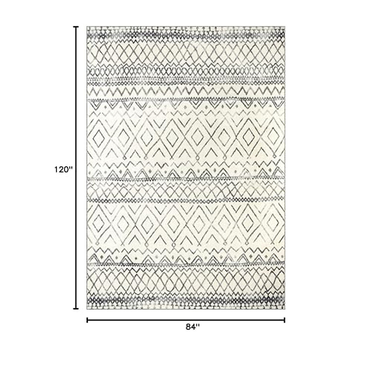 Maples Rugs Abstract Diamond Modern Distressed Large Area Rugs Carpet for Living Room & Bedroom [Made in USA], 7 x 10, Neutral