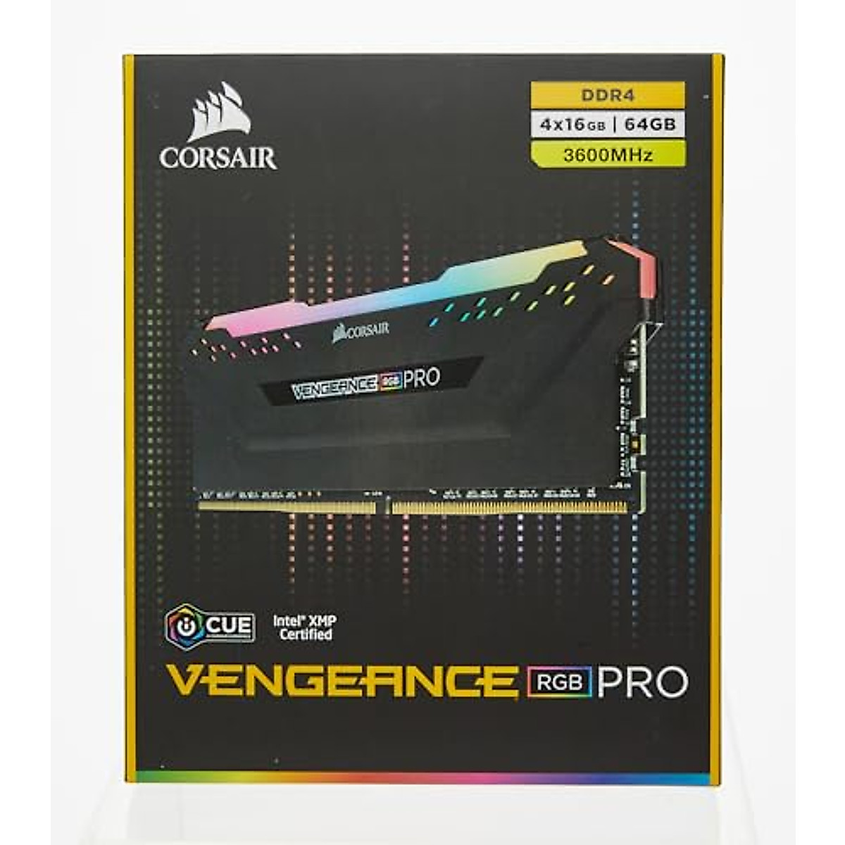 Corsair Vengeance RGB Pro 64GB (4x16GB) DDR4 3600 (PC4-28800) C18 Desktop Memory – Black, CMW64GX4M4D3600C18