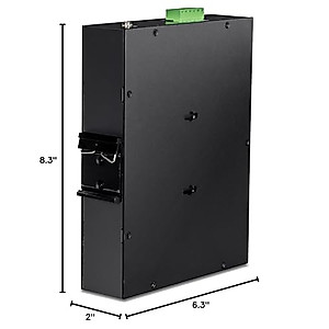 TRENDnet 10-Port Industrial Gigabit PoE+ Switch, WideTemperature Range -20° – 65°C (-4° – 149°F), DIN Rail Switch, 50-55V DC, 8 x Gigabit PoE+ Ports, 2 x Gigabit SFP Slots, TI-PGM102, Black