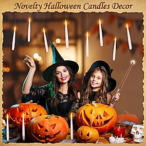 Palmatte 10 Packs Halloween Decorations Floating Candles with Wand Remote 6.1" Battery Operated Flameless Candles LED Warm Lights Christmas Gifts Home Room Decor Halloween Party Decorations Indoor