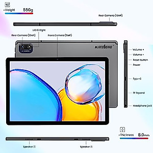 2023 𝐍𝐄𝐖 𝐀𝐧𝐝𝐫𝐨𝐢𝐝 𝟏𝟐 Tablet-10.1 Inch Gaming Tablet with 13MP Dual Camera,MTK8183 Octa-Core 2.0Ghz Processor,6000mAh Battery Capacity,8GB RAM+256GB ROM,2.4+5G Dual Band WiFi+Bluetooth 5.0