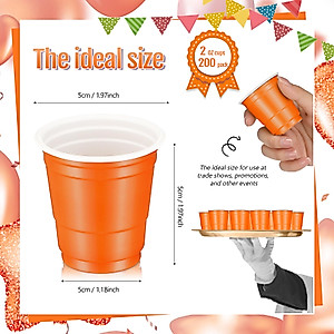 Layhit 200 Pack 2oz Shot Cups Plastic Shot Glasses Mini Disposable Cups for St. Patrick's Day Wedding Party Supplies Beer Drinking Serving Snacks Samples Tastings(Orange)