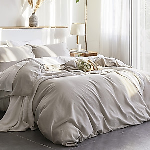 Bedsure Queen Comforter Duvet Insert with Corner Tabs Bundle Linen Cotton Duvet Cover Queen Size Set