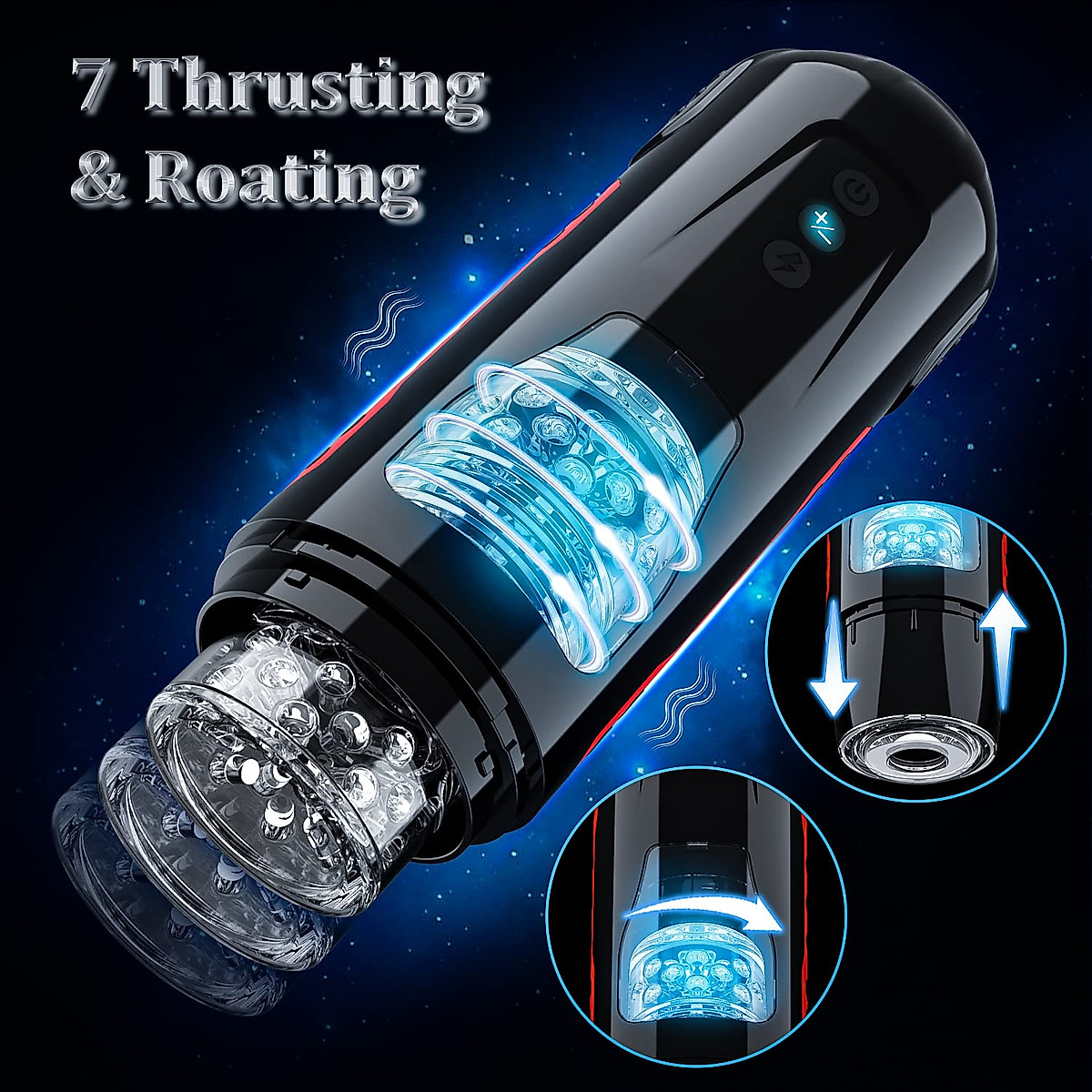 Automatic Male Masturbator Sex Toys for Men with 7 Thrusting & Roating Modes Male Sex Toys 3D Realistic Textured Sleeve Male Masterburbater Men's Vibrating Sex Machine Adult Sex Toys & Games Black