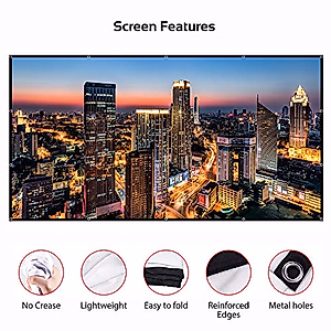 Projector Screen, 120 inch Portable Foldable Projection Screen 16:9 HD 4K Indoor Outdoor Projector Movies Screen with Carrying Bag for Home Theater Camping and Recreational Events
