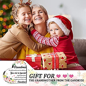Acrylic Grandma Birthday Gift Floral Themed Heart Shape Birthday Christmas Gifts for Grandma Inspirational Thoughtful Grandma Gifts from Granddaughter Grandson for Home Decorations