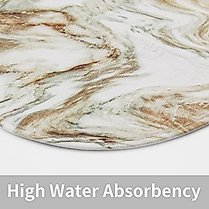 MitoVilla 4 Pcs Brown Marble Shower Curtain Sets with Rugs, Tan Bathroom Decor Sets with Shower Curtain and Rugs and Accessories, Modern Bathroom Curtain Sets with Mats