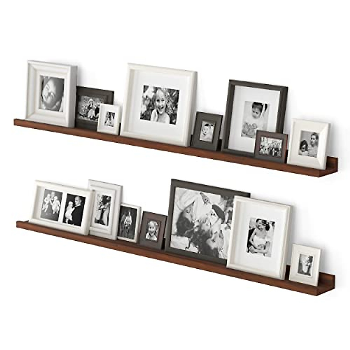 Wallniture Denver 48 Inch Long Floating Shelves for Wall, Narrow Picture Ledge Shelf Set of 2, Wall Shelves Walnut Color
