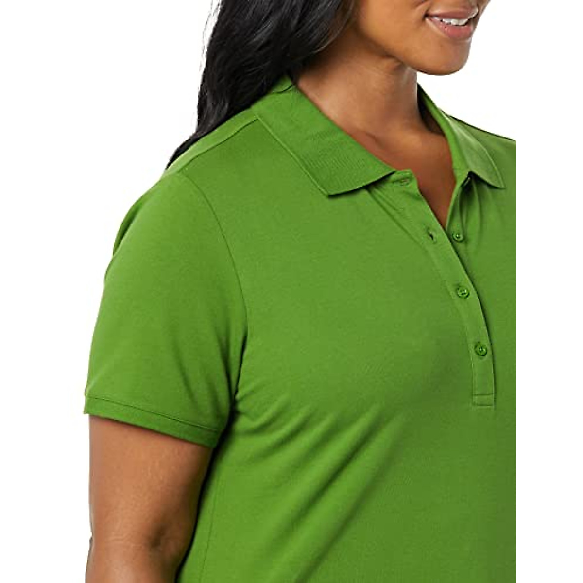 Amazon Essentials Women's Short-Sleeve Polo Shirt (Available in Plus Size), Light Olive, Large